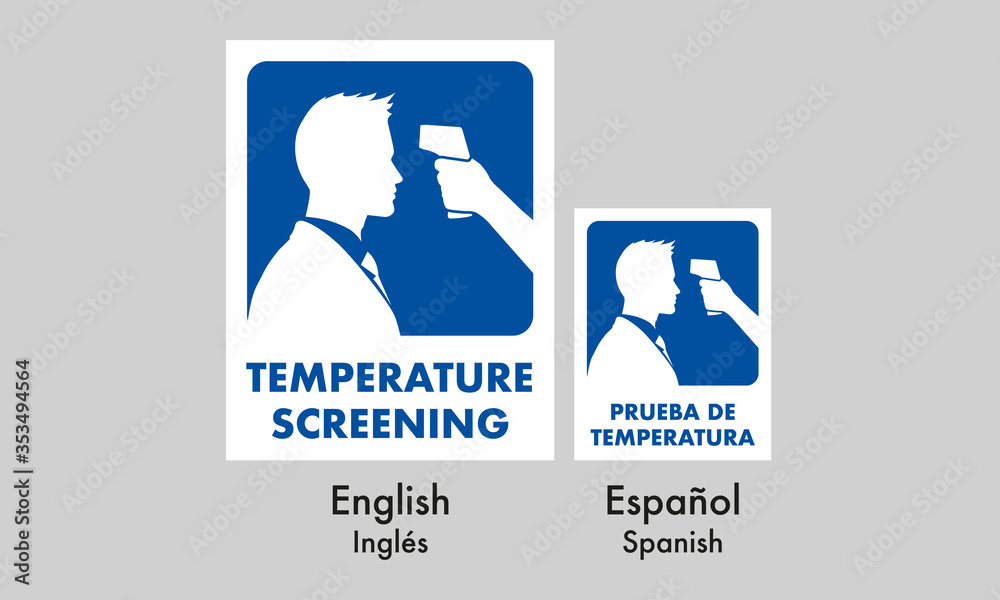 temperature screening signage, for formal places, mandatory sign, in ...