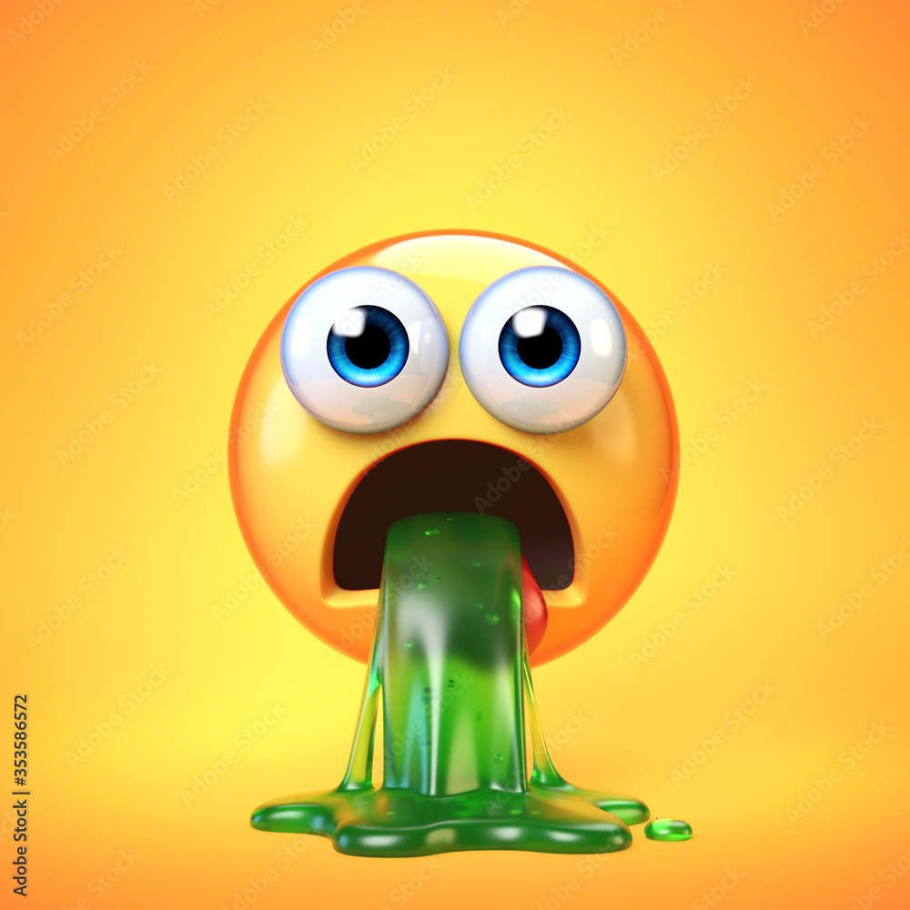 Puking emoji isolated on white background, disgusted or sick emoticon ...
