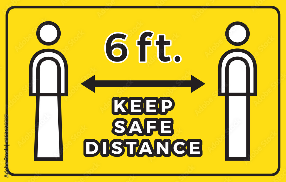 Coronavirus COVID-19 virus social distancing concept. Two human icon ...