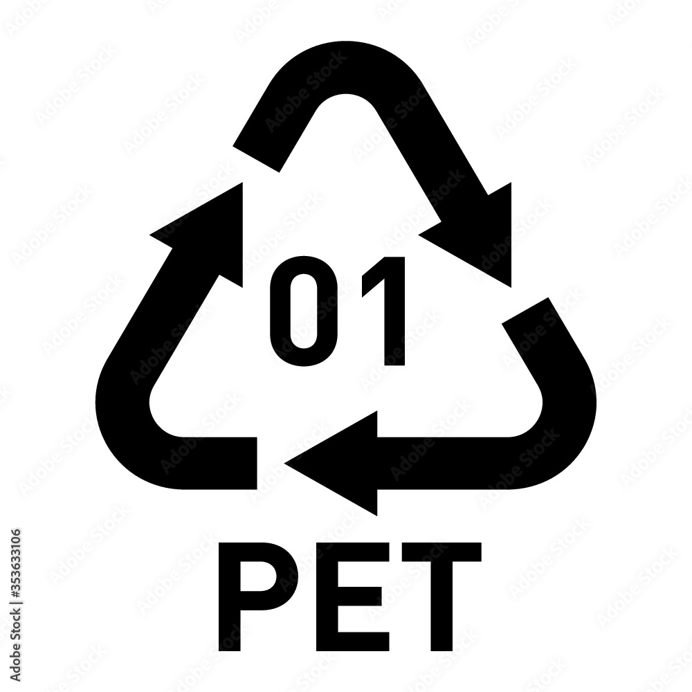 PET 01 recycling code symbol. Plastic recycling vector polyethylene sign. 素材庫向量圖 | Adobe Stock