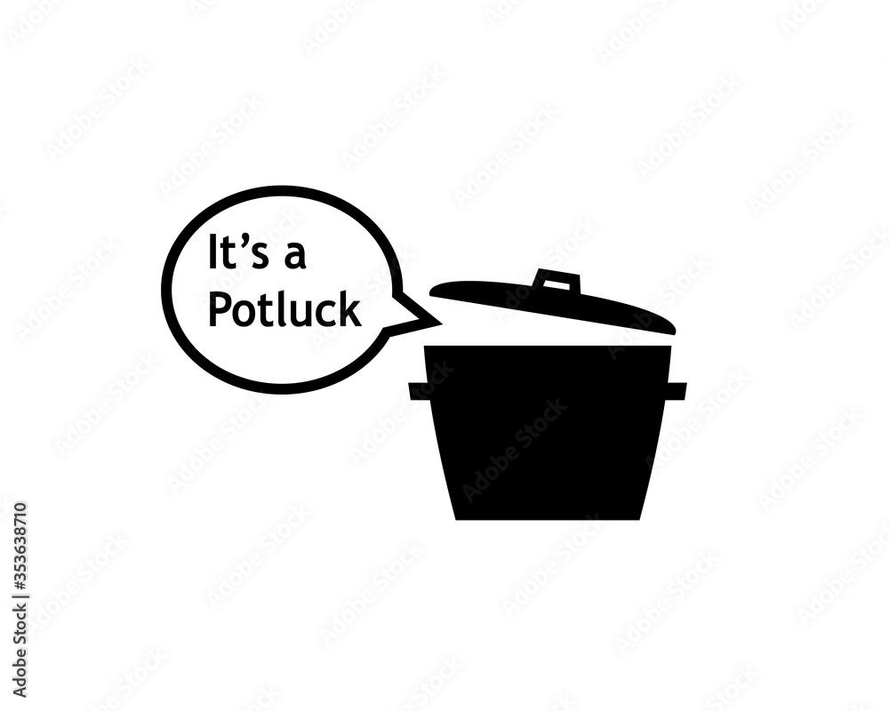 Potluck with speech bubble silhouette icon. Clipart image isolated on ...