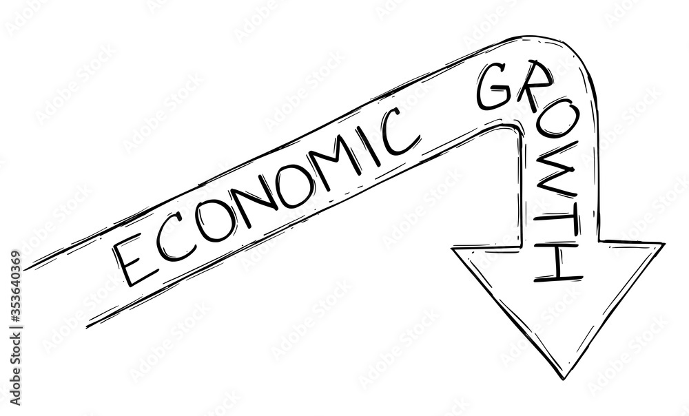 Vector sketchy cartoon drawing conceptual illustration of graph arrow ...