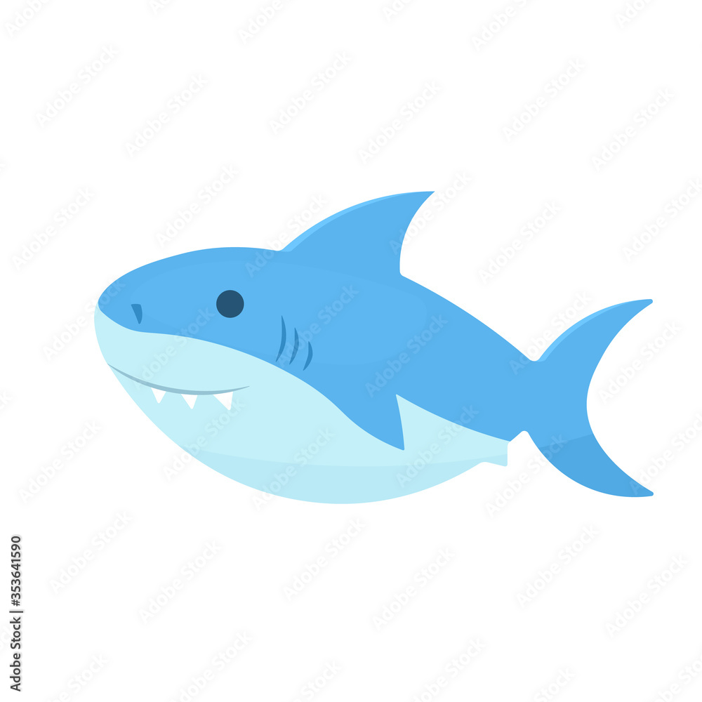 Cute kawaii shark. Clipart image isolated on white background Stock ...