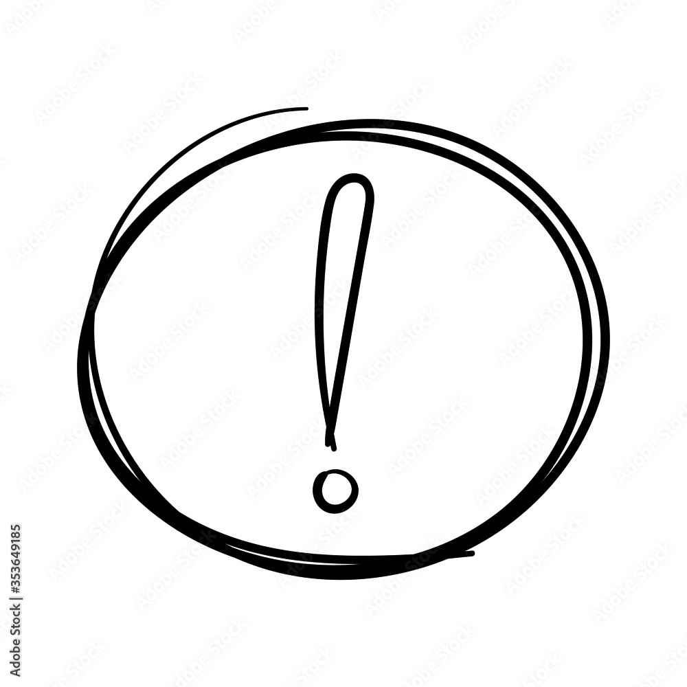 Handwritten exclamation mark. Danger. Warning. Exclamation point Stock ...