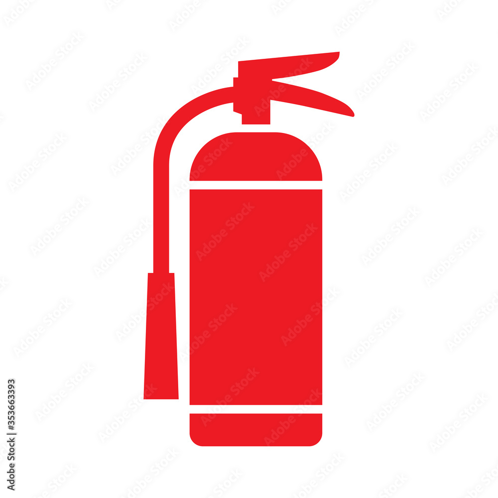 Flat vector illustration red fire extinguisher icon on white background ...