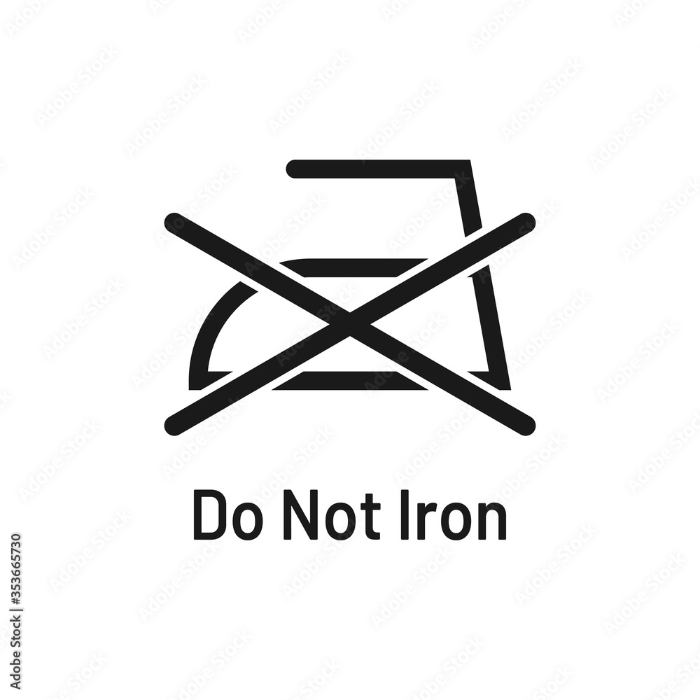 Laundry icon with text isolated on white background. Do Not Iron symbol ...