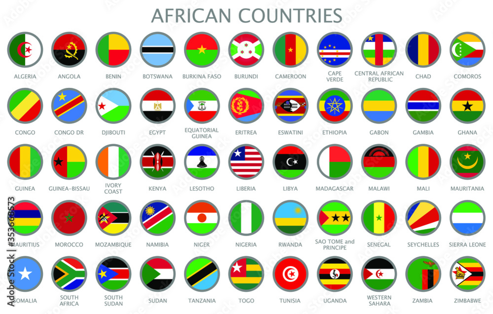All national flags of the African countries in alphabetical order ...