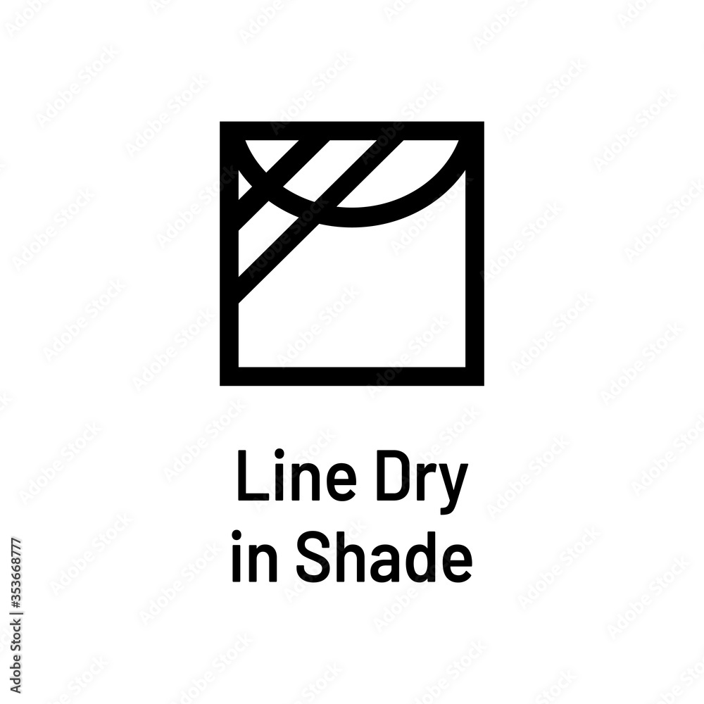 Laundry icon with text isolated on white background. Hang dry in shade ...