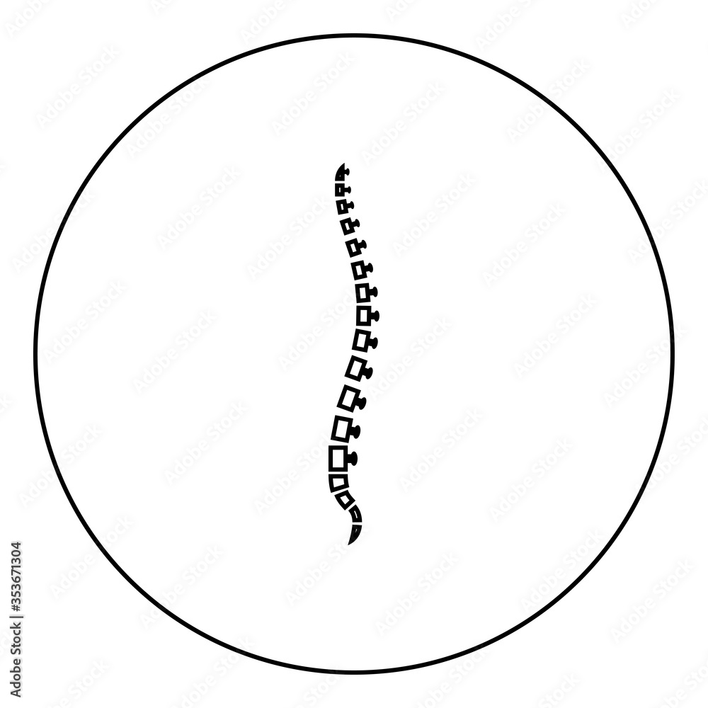 Spine human Spinal Lateral view Vertebras Dorsal vertebrae icon in circle round outline black ...