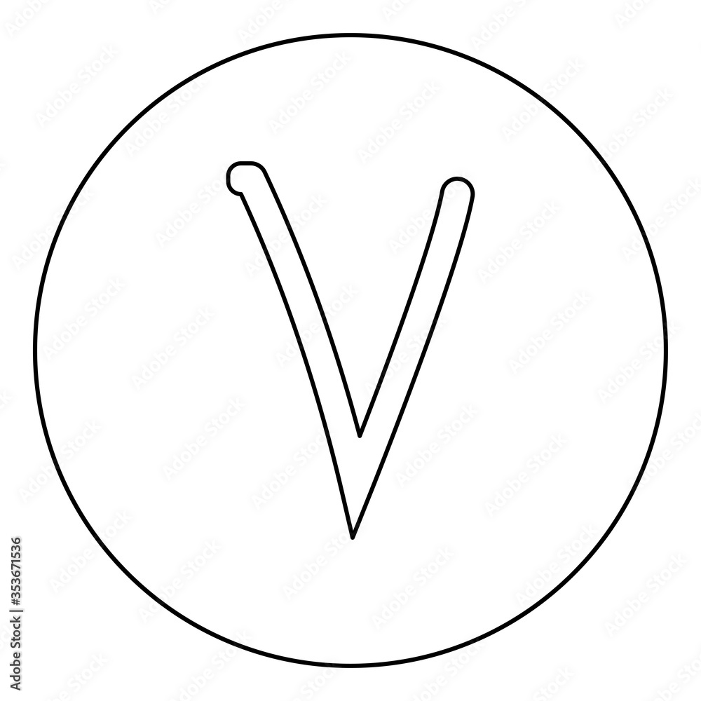 Nu greek symbol small letter lowercase font icon in circle round ...