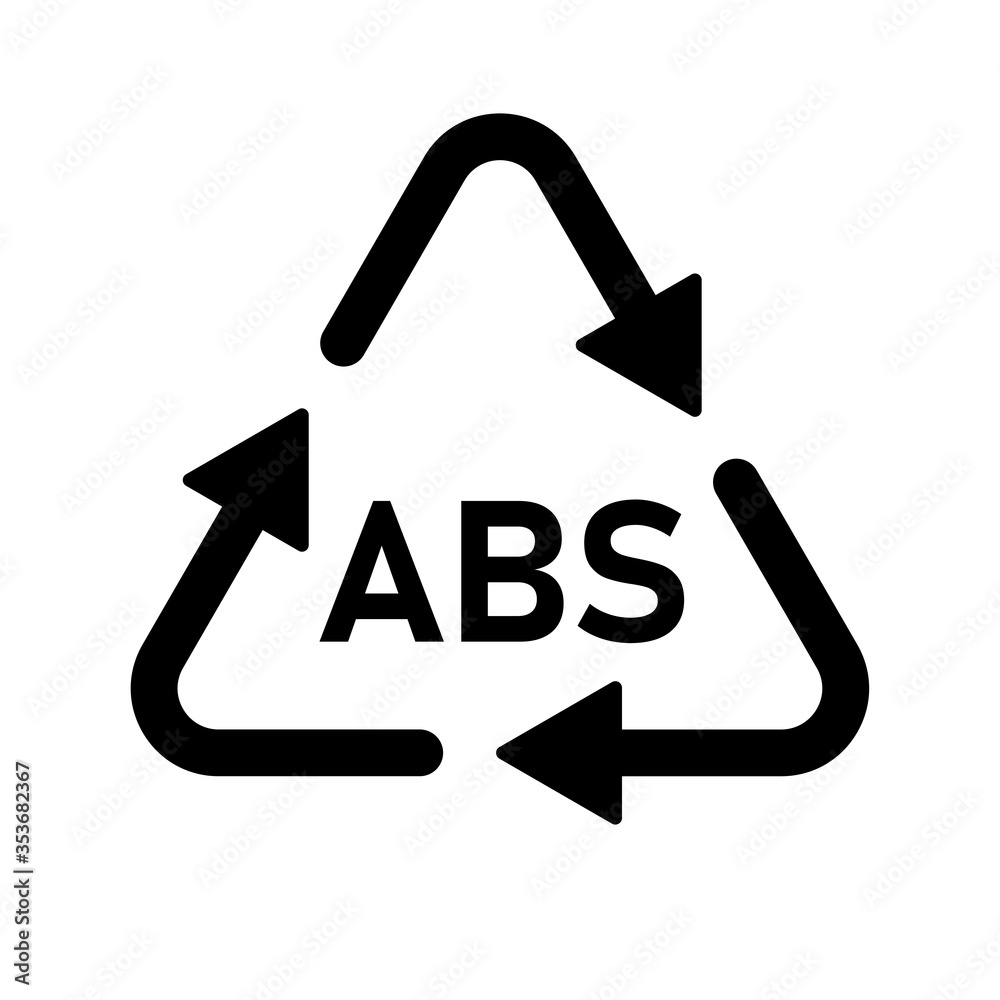 Plastic recycle symbol ABS 9 vector icon. Plastic recycling code ABS 9 ...