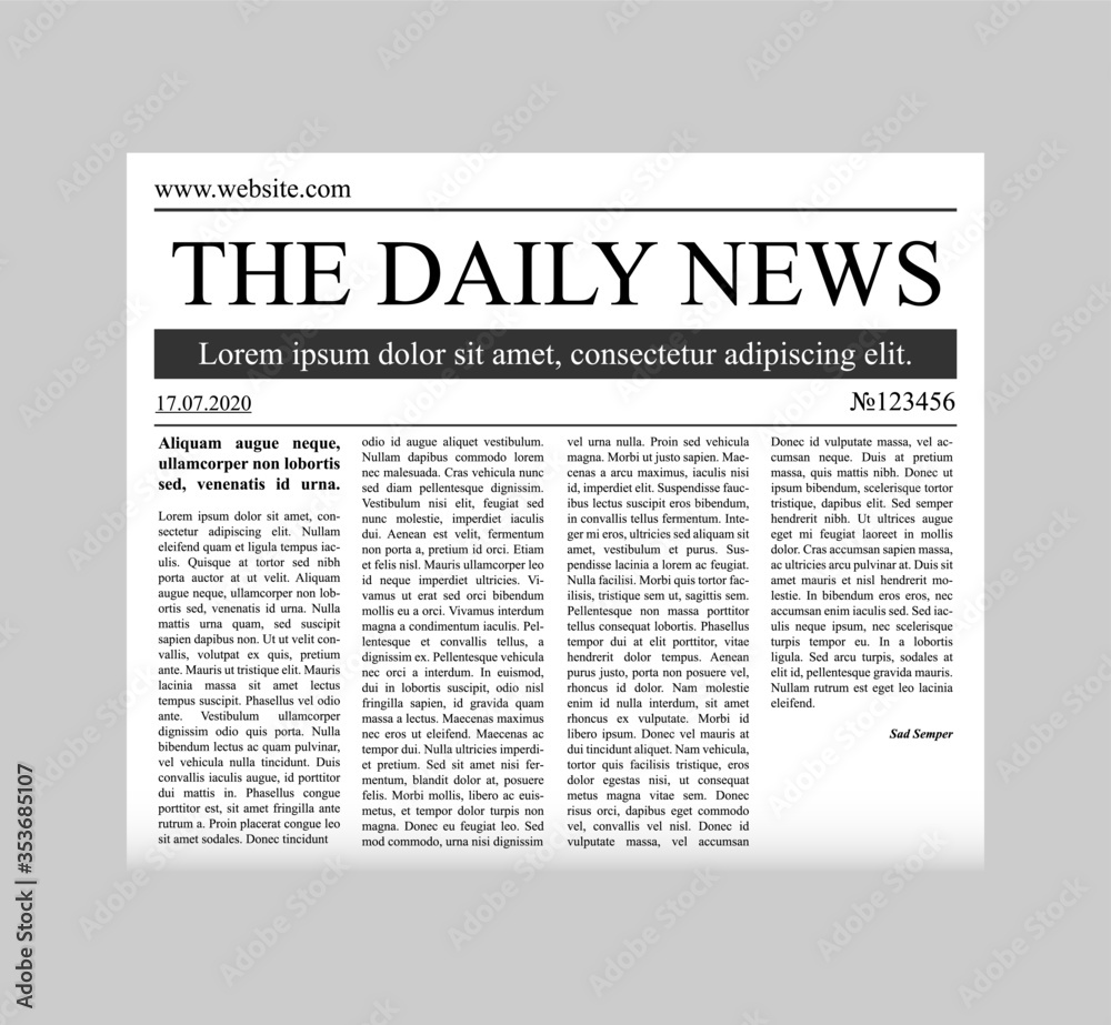 Newspaper template vector. Vector mock up newspaper isolated on gray ...