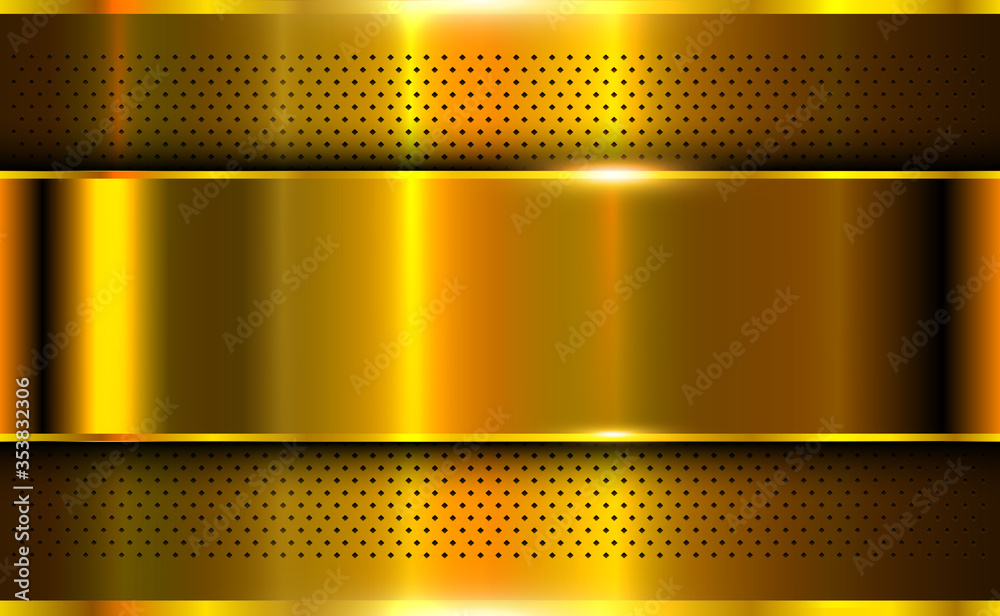 Gold metallic background, polished metal texture vector design. Stock ...