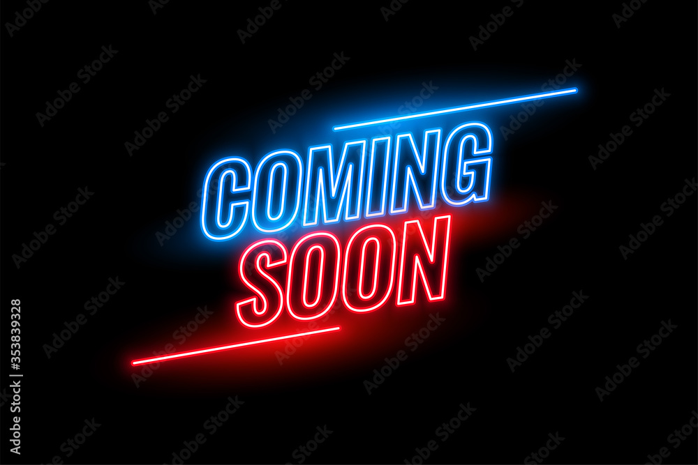 neon style coming soon glowing background design Stock Vector | Adobe Stock