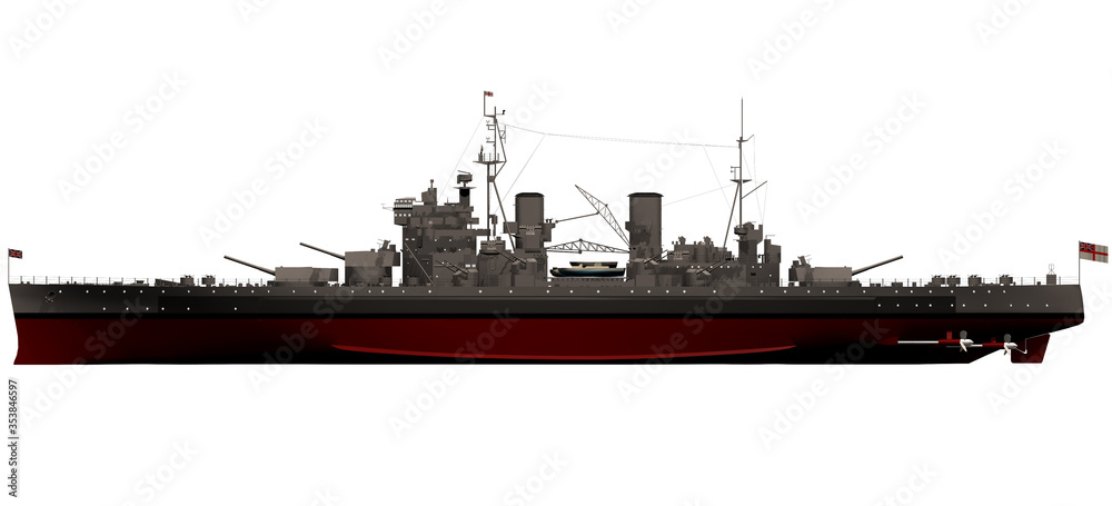 3d Rendering of the HMS King George VI WW2 Battleship - Side View Stock ...