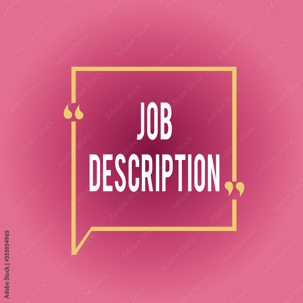 Writing note showing Job Description. Business concept for a formal ...