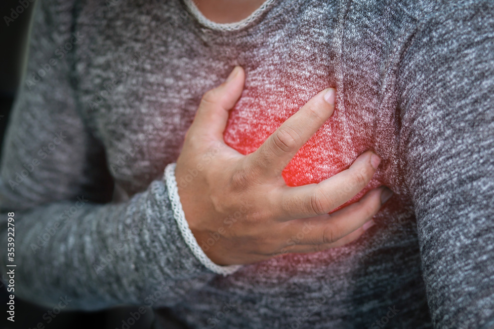 Men with chest pain Signs of illness Heart disease Stock Photo | Adobe ...