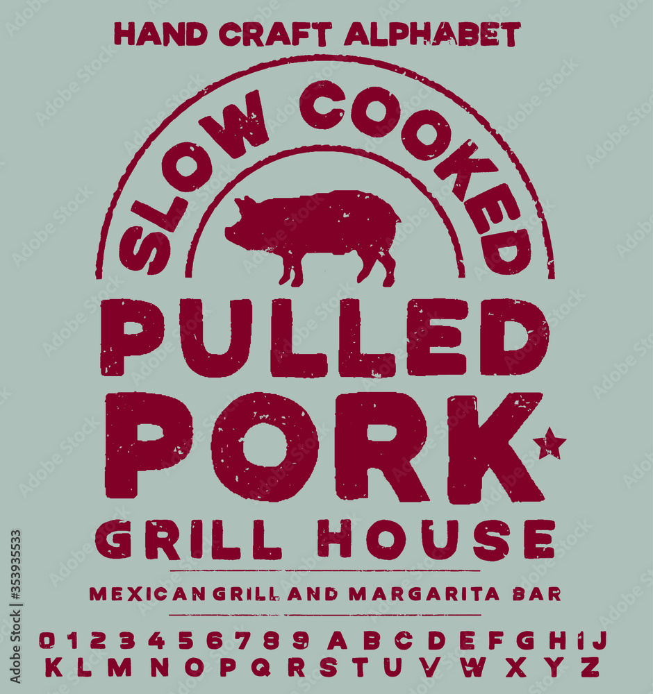 Hand drawn display typeface for cafes, bars, restaurants where meat is ...