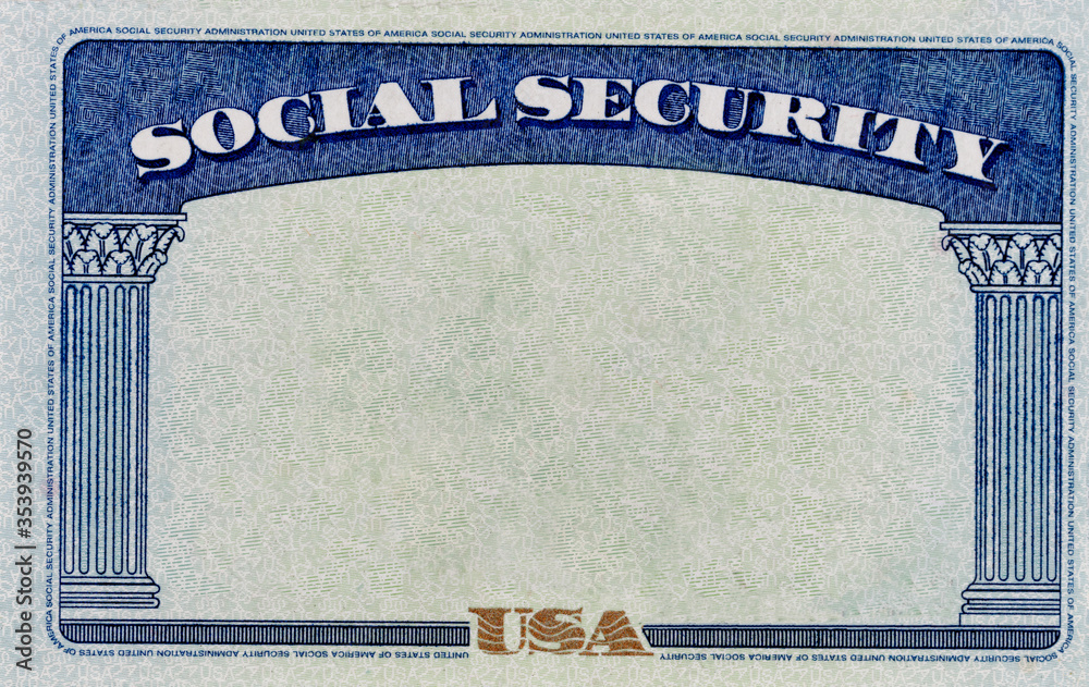 Blank US Social Security Background Stock Photo | Adobe Stock