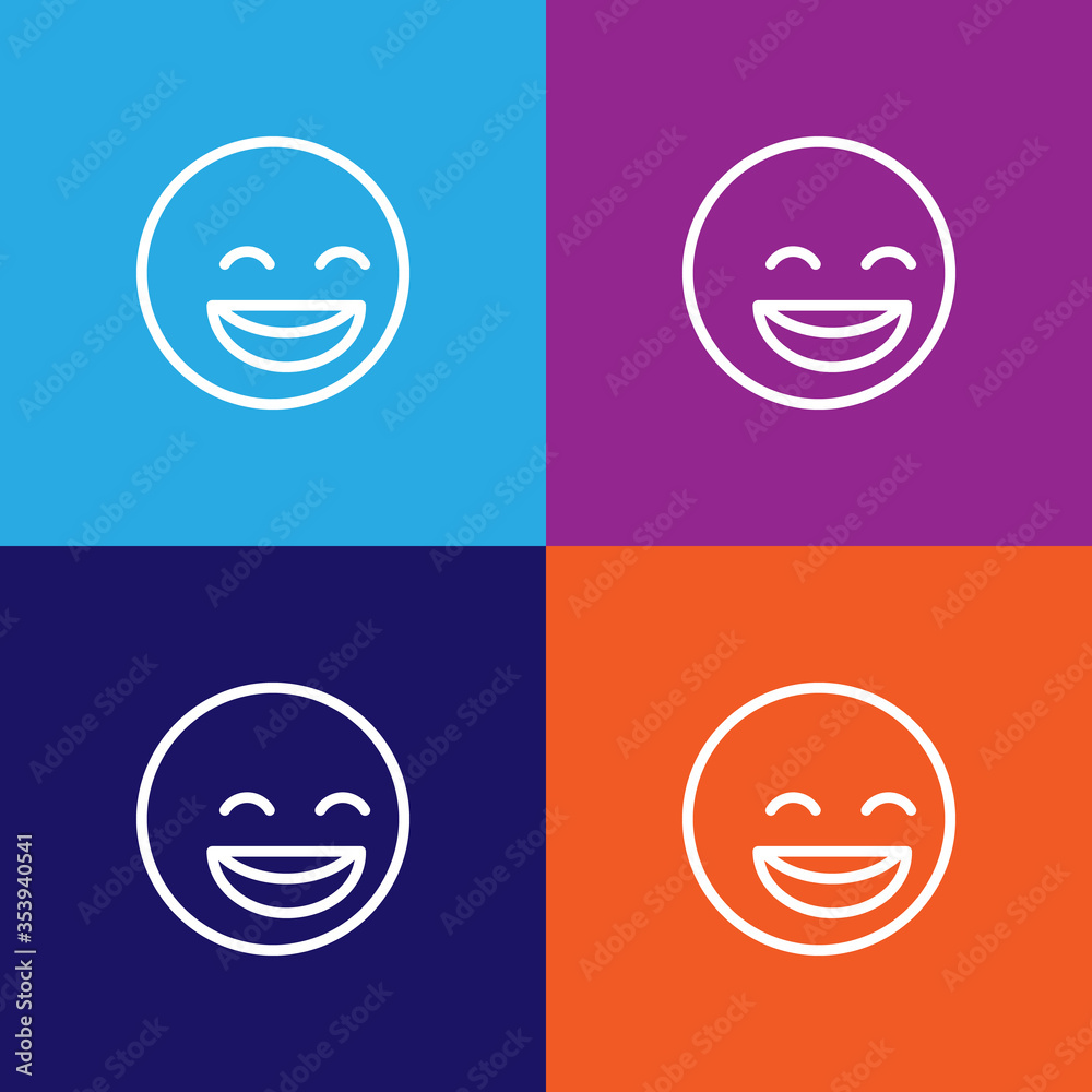 Happy emoji outline icon. Signs and symbols can be used for web, logo ...