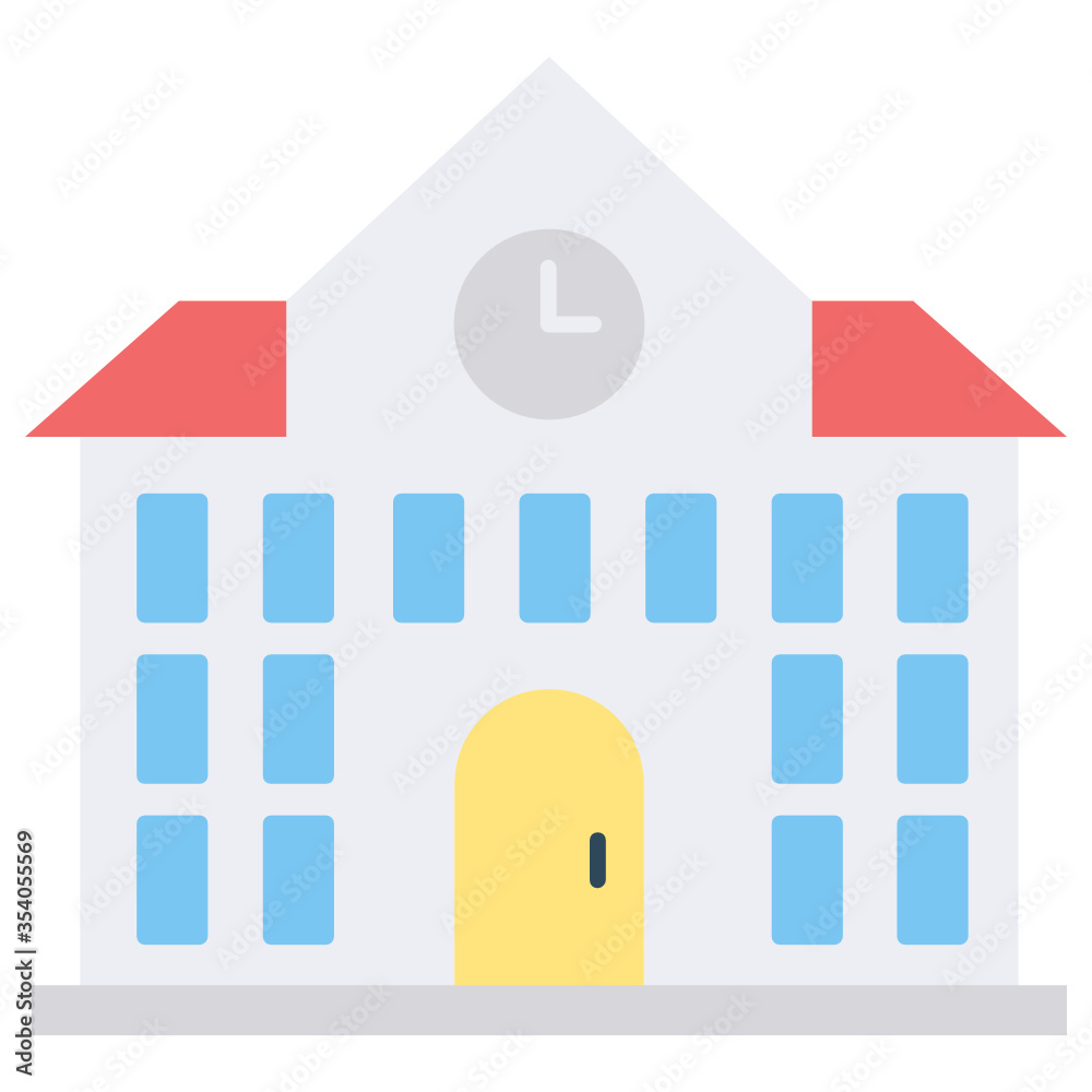 School Building Concept Vector Color Icon Design, urban parks and open ...