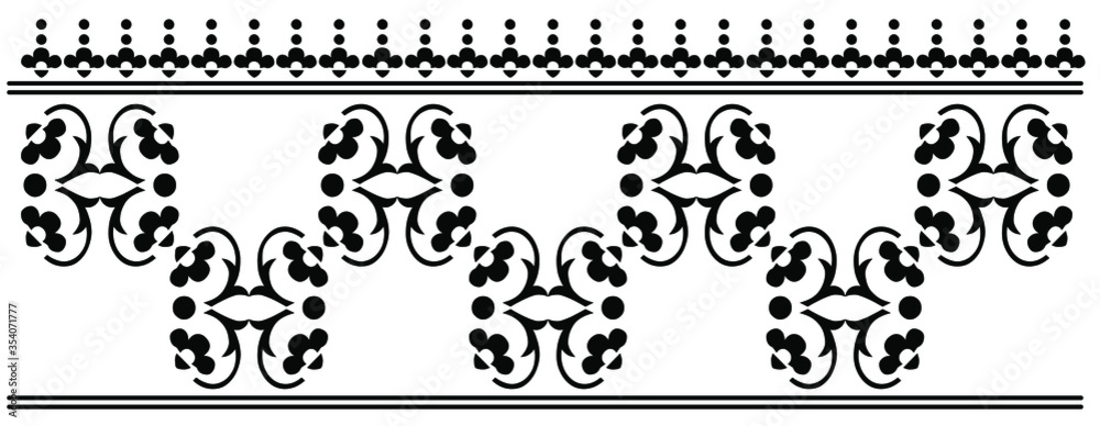 Floral Saree border design isolate on white background - vector ...