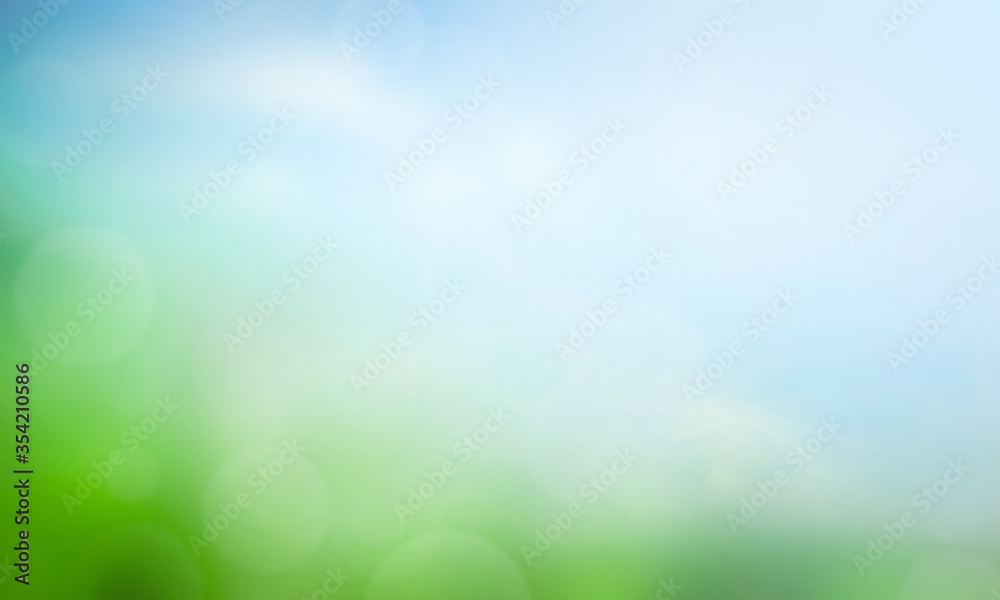 World Environment Day concept: blurred beautiful green nature with blue ...