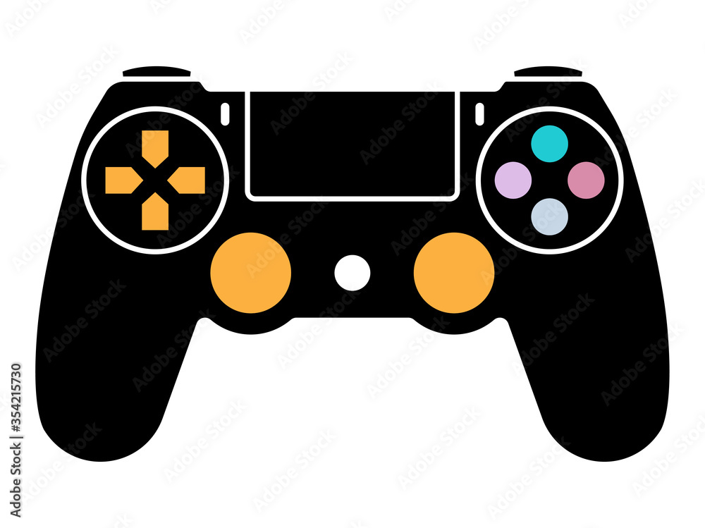 Video game ps4 controller / gamepad flat color icons for apps and ...