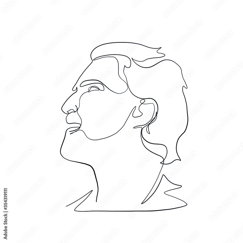 Continuous line portrait man. Minimal silhouette male face. Modern ...