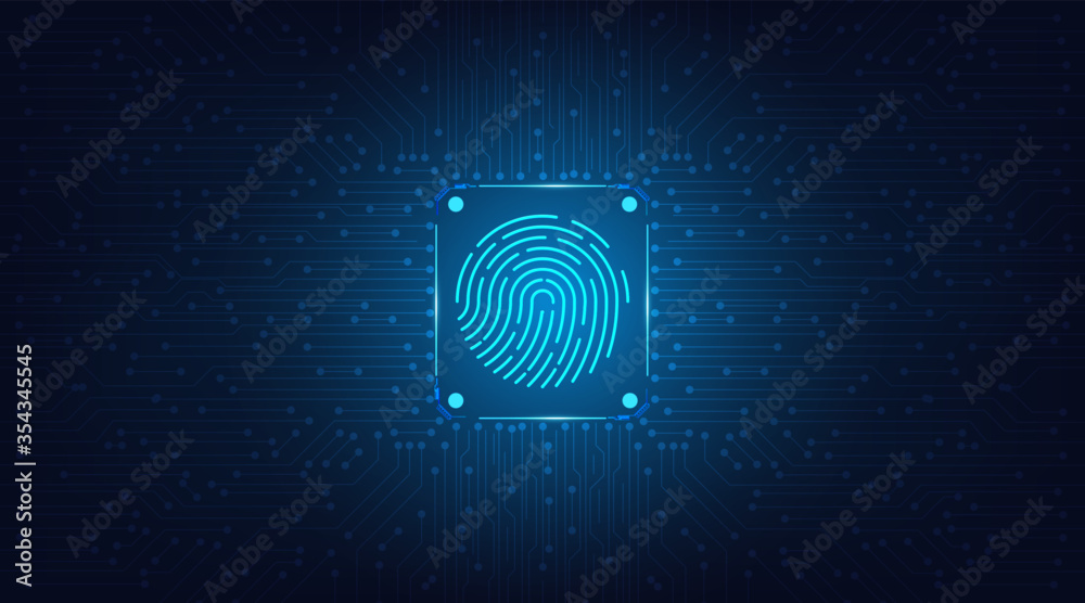vector abstract security system concept with fingerprint on technology ...