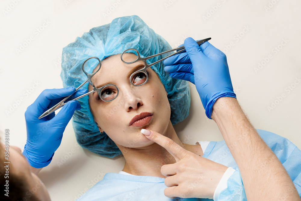 Funny consultation with jokes of plastic surgeon in medical center ...