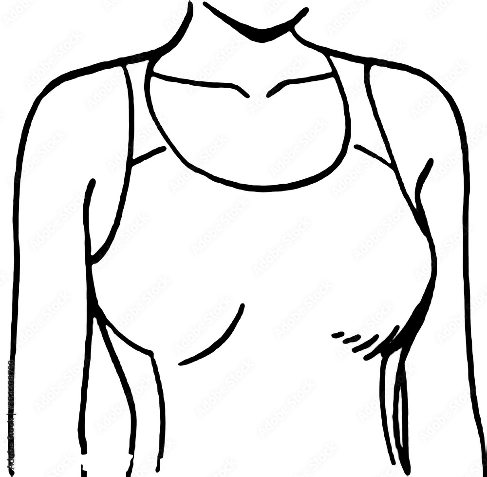 Female breast drawing tutorial. Drawing a woman's body with an emphasis ...