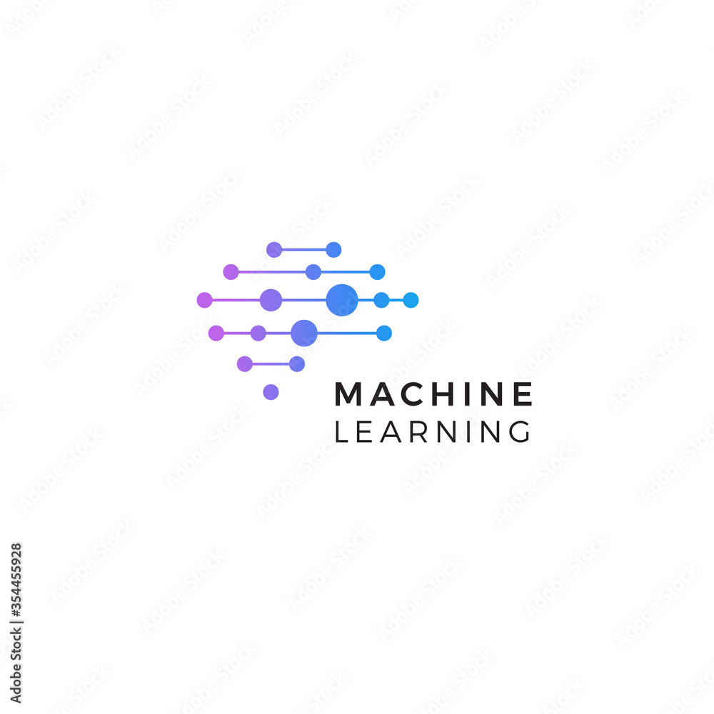 Machine learning logo. Neurons connections, synapses emblem. Neural ...