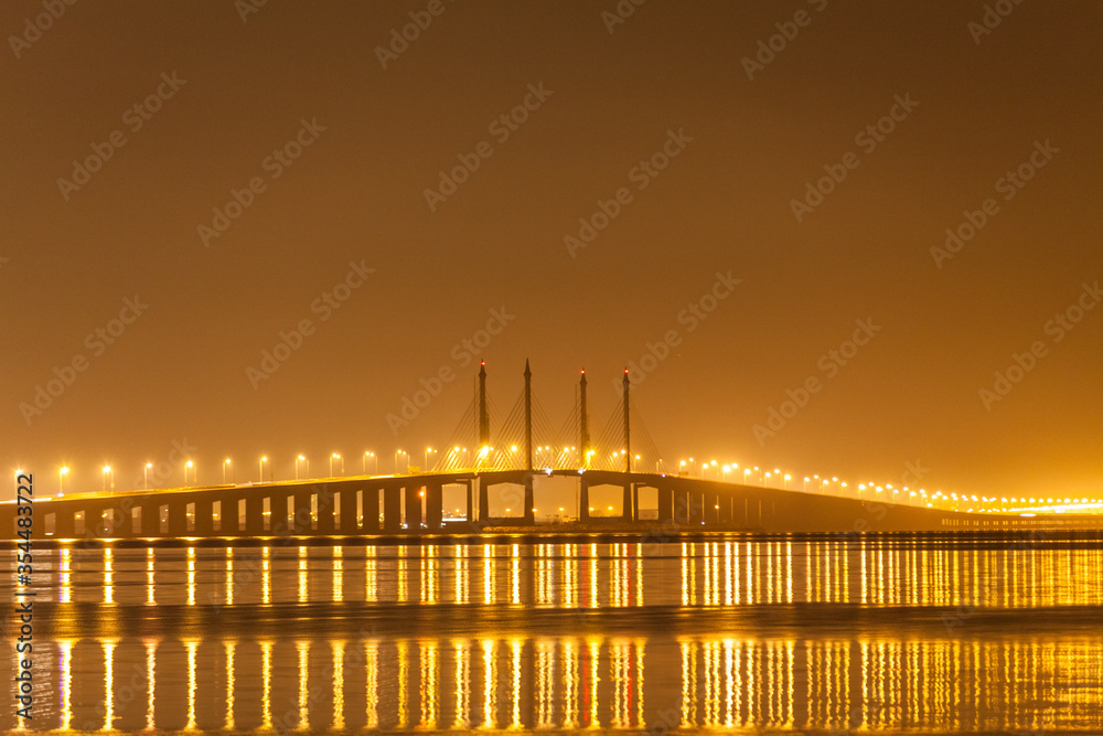 Penang Bridge view which located in the Straits of Malacca with venus ...