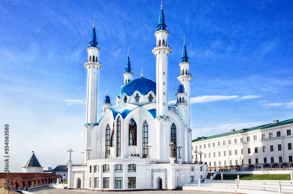 Kul Sharif Mosque in Kazan Kremlin. One of the largest mosques in Russia. Kazan Republic of ...