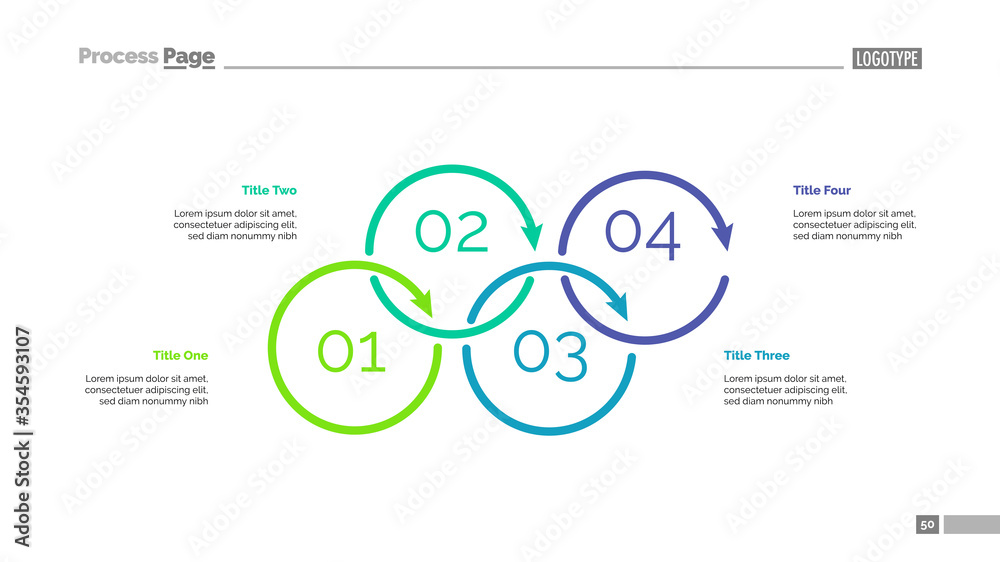 Process diagram with four elements. Cycle chart, step graph, layout ...