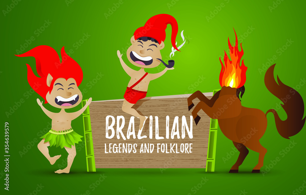 vector illustration the character of Brazilian legends and folklore ...