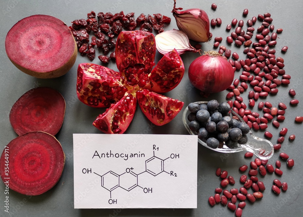 Photo Stock Healthy food rich in anthocyanins with general structural ...