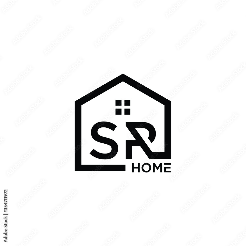 S R Logo design with home frame line art Stock Vector | Adobe Stock
