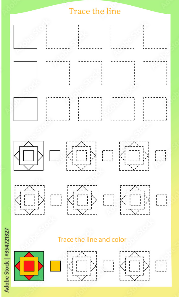 Handwriting practice sheet with lines squares .Exercise for fine motor ...