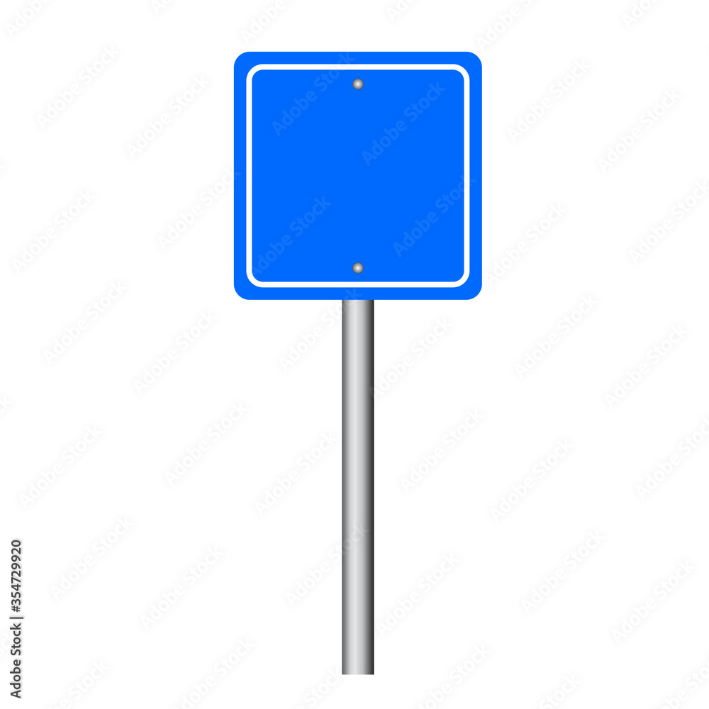 Blue traffic sign. Road board text panel, mockup signage direction ...