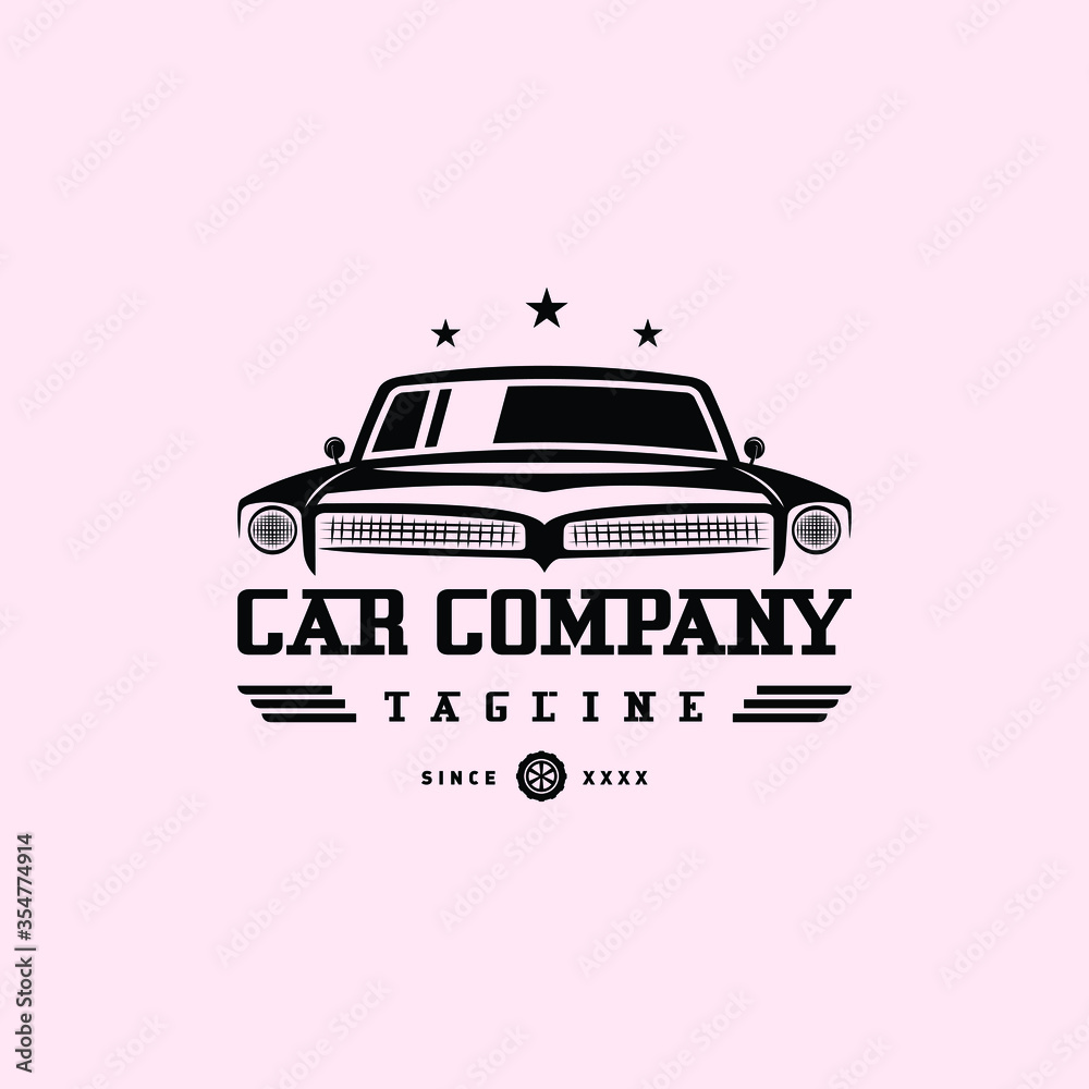 Classic Vintage Car Retro Auto Muscle Car Vehicle Logo Design Vector ...