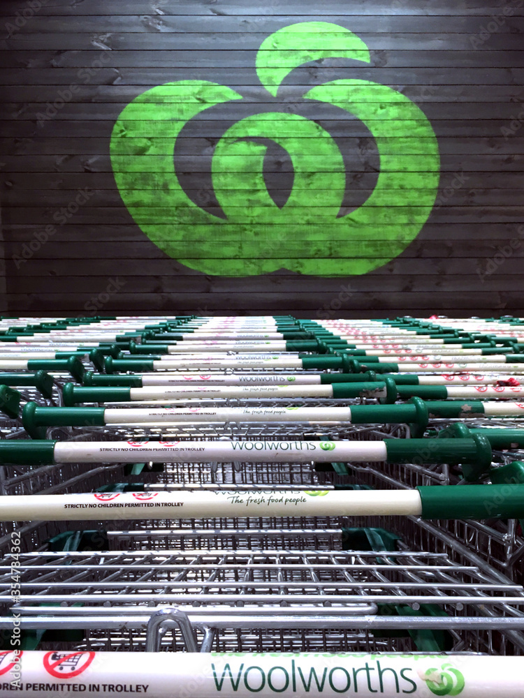 Woolworths Supermarkets logo sign Stock Photo | Adobe Stock