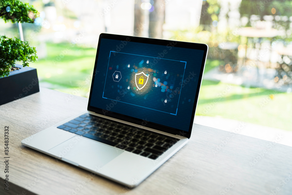 Laptop Computer with Data protection, Cyber security, information ...