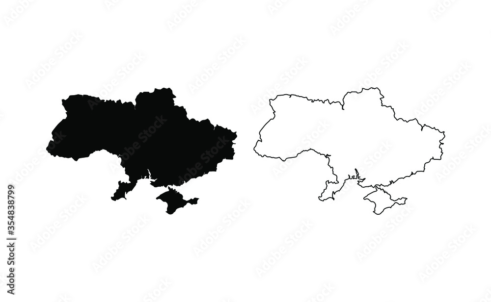 Ukraine map silhouette line country Europe map illustration vector ...