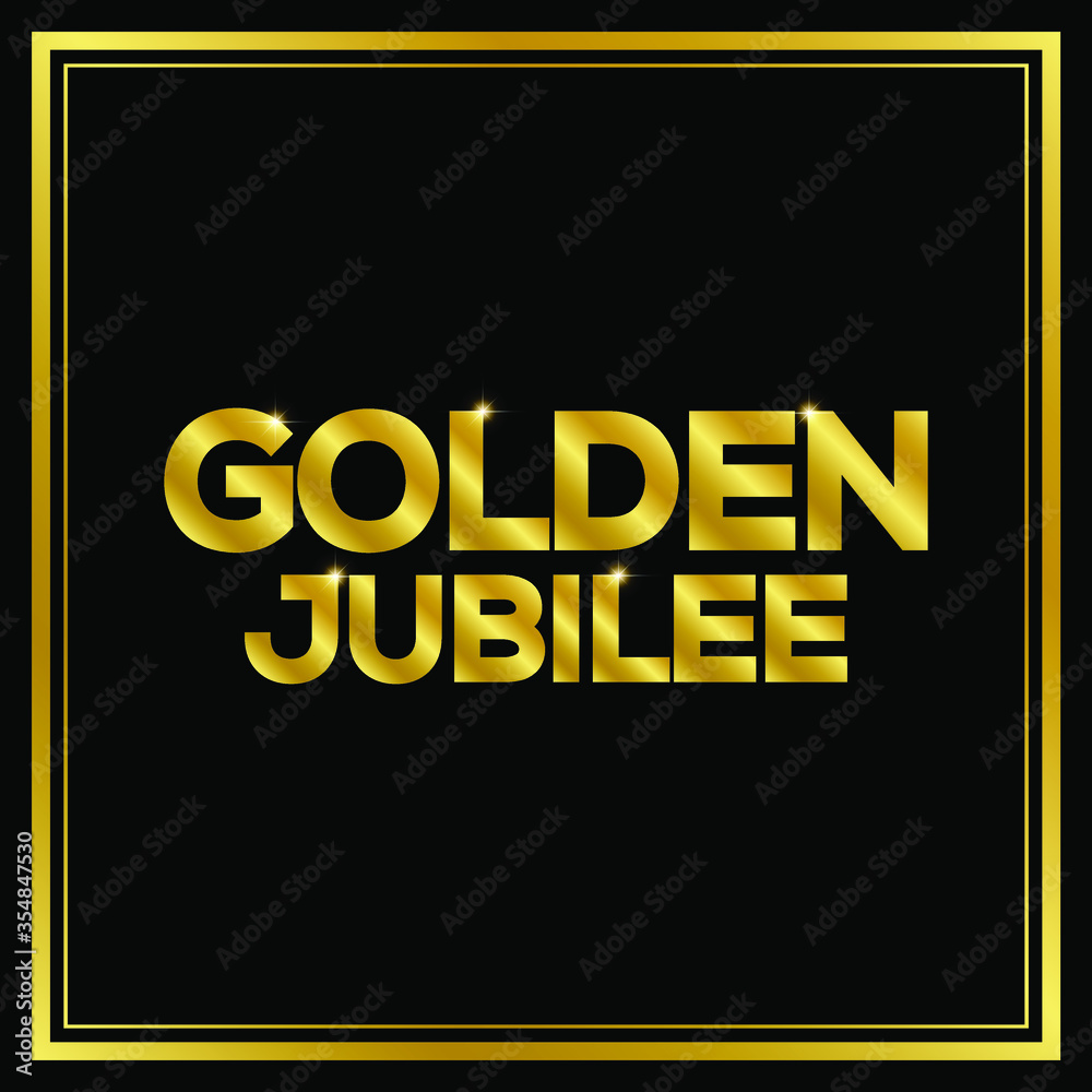 Word "Golden Jubilee" is written with golden text effect on dark ...