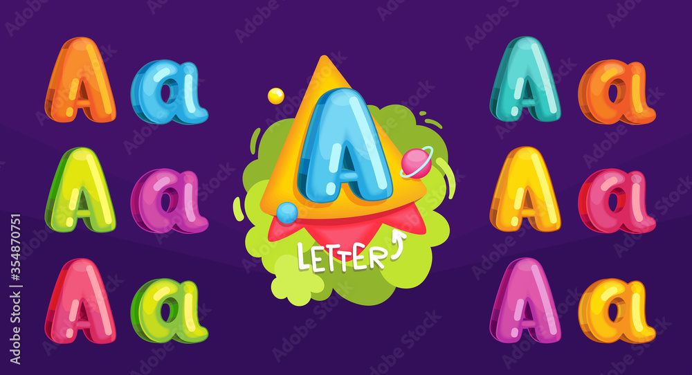 Cartoon letter A. Kids color illustration Stock Vector | Adobe Stock