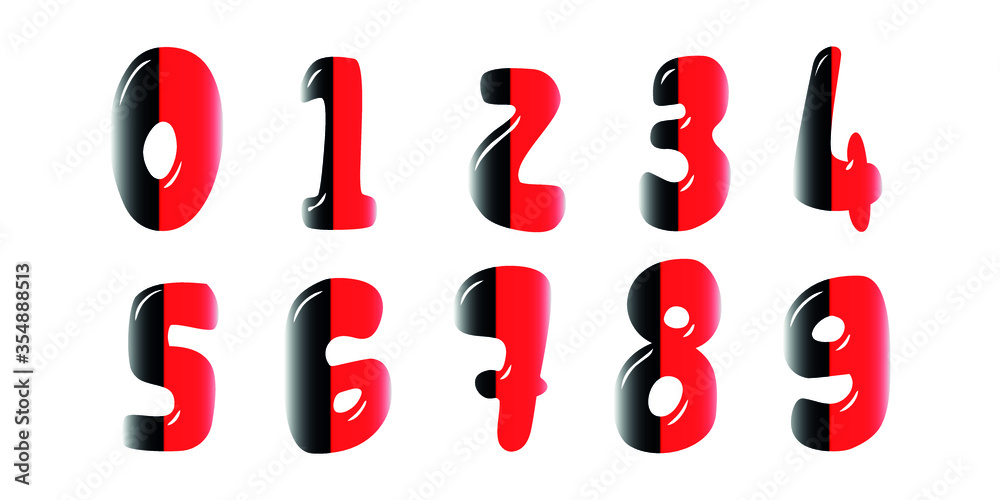 Kids Colored Cartoon Number Set. Vector set of 1-9 digit baby icons ...