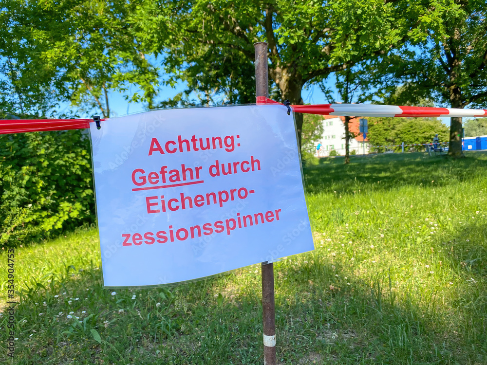 Achtung Eichenprozessionsspinner, Stock Photo | Adobe Stock