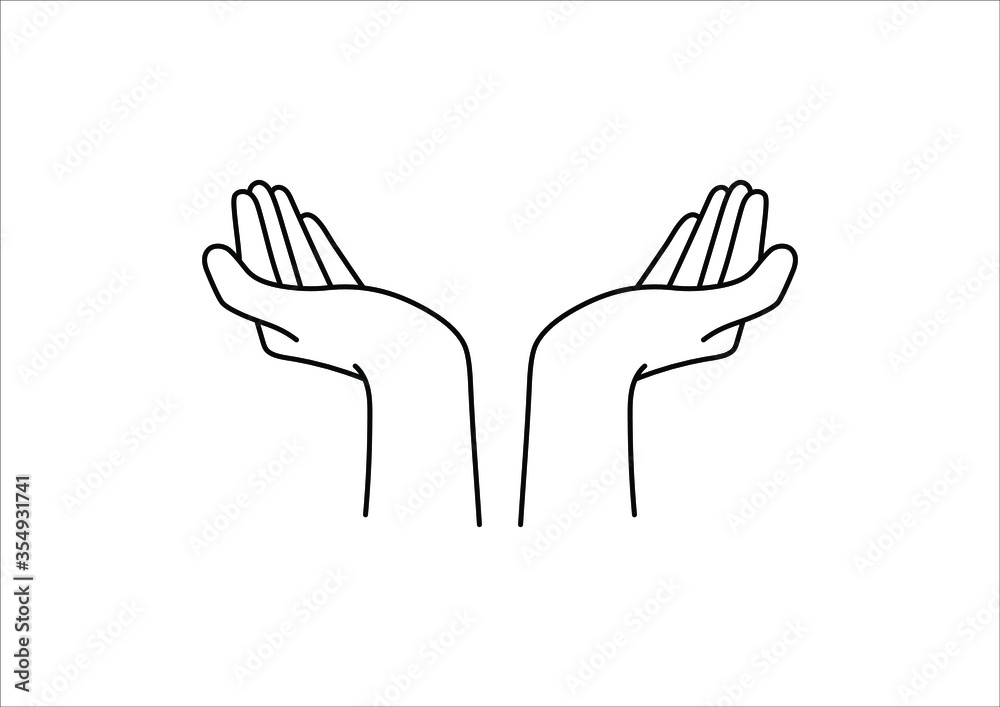 Holding hands gestures vector outline illustration Stock Vector | Adobe ...